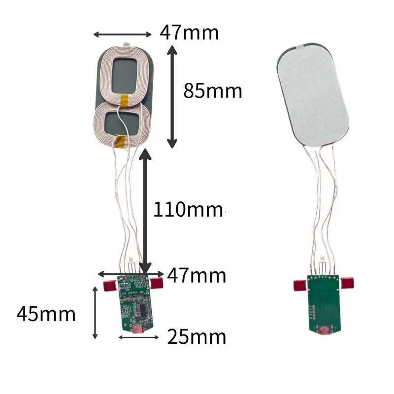 Интерфейс беспроводной зарядки Type-C, 15 Вт, двойная катушка, модуль беспроводной зарядки, беспроводное зарядное устройство, PCBA, домашнее автомобильное оборудование
