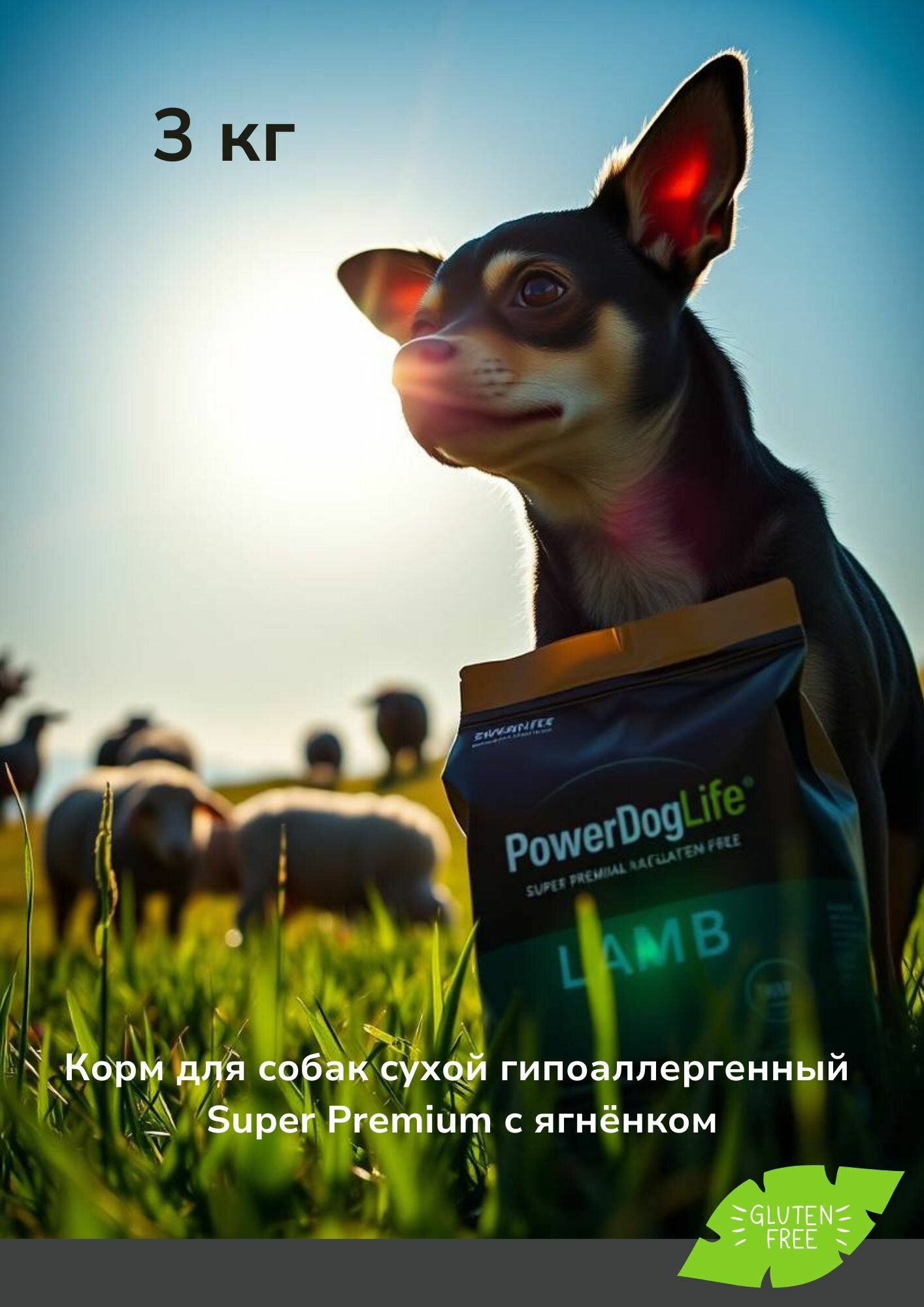 Корм для собак сухой гипоаллергенный оздоравливающий Super Premium с ягнёнком для мелких пород 3 кг