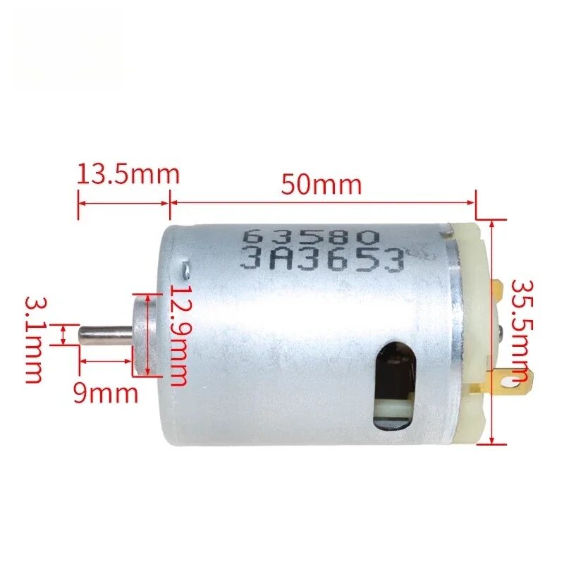 RS540 Высокоскоростной двигатель 3 В 6 В 9 В Модель Электрический инструмент Пылесос Power Violence 540 Двигатель высокой мощности 11800-28200 об/мин Ось 9 мм