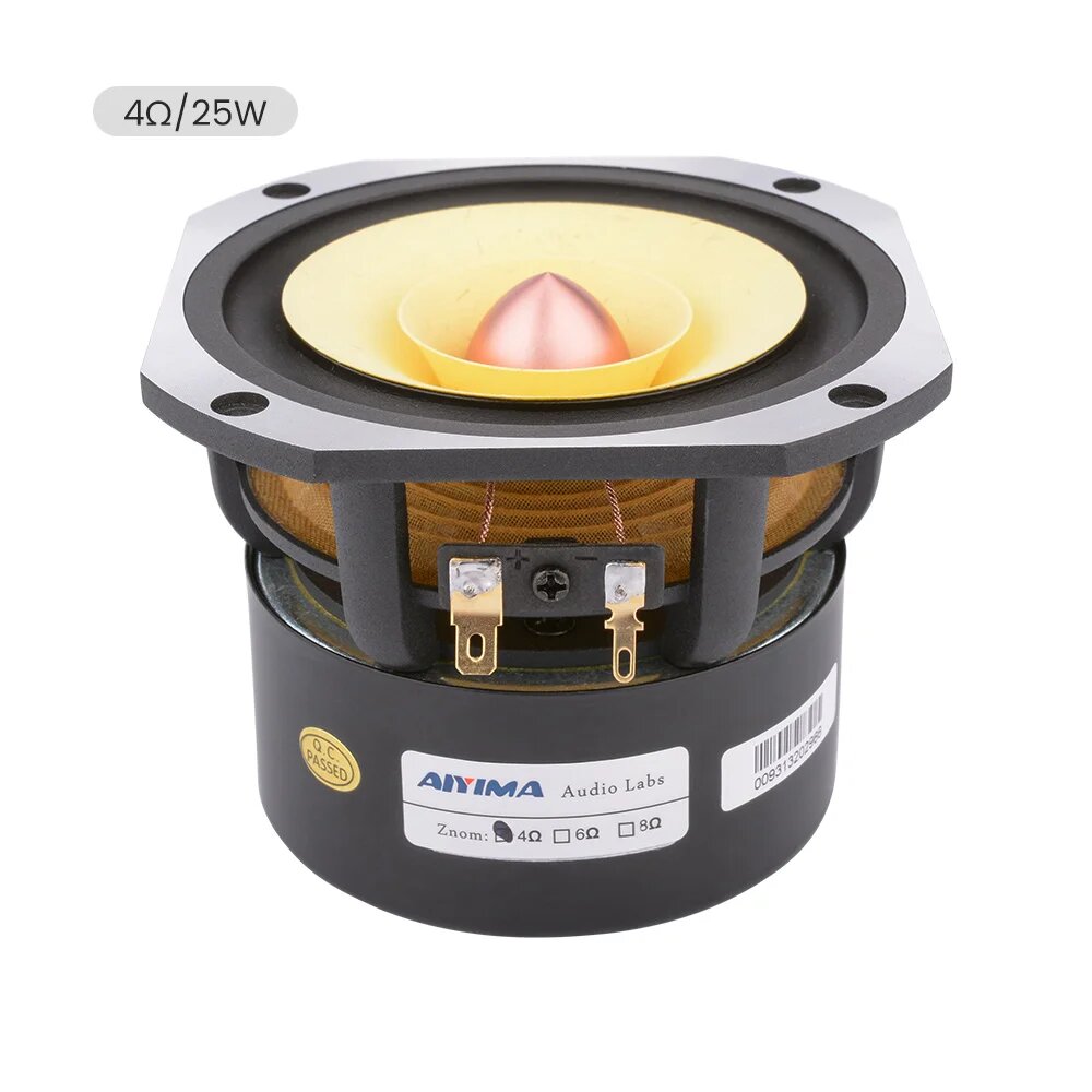 AIYIMA 4-дюймовый динамик 25 Вт Square 4 Ohm Speaker