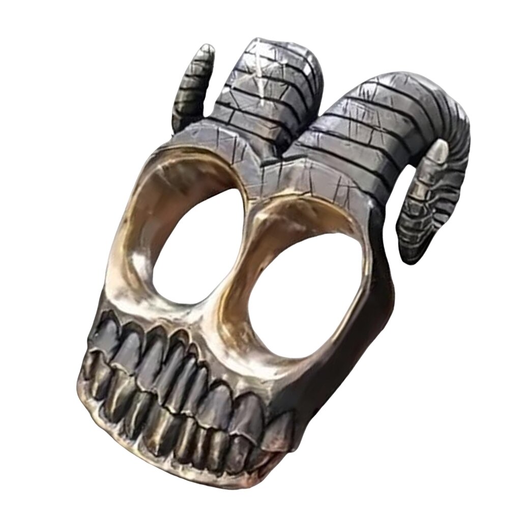 Металлические кольца с овечьим рогом, Черепом и костяшками пальцев, Готические ювелирные кольца с двойным отверстием для любителей уникальных стилей и панка