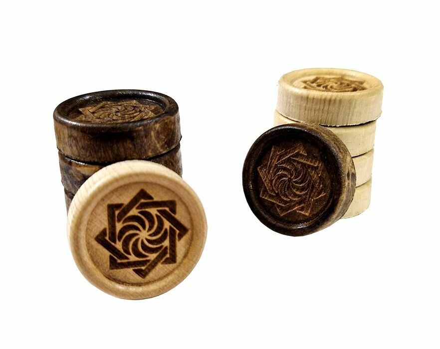 Комплект фишек для больших нард Узор 2, Ustyan деревянные из бука