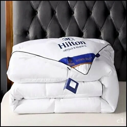 Одеяло Односпальный 160x210 см, Всесезонное, с наполнителем Гусиный пух, комплект из 1 шт