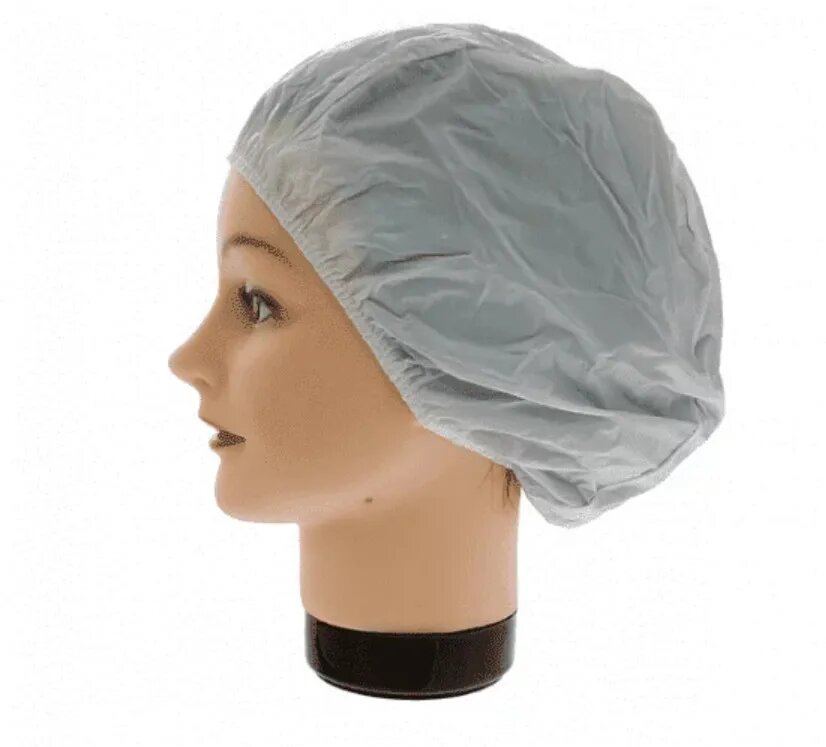 Шапочка для душа Eurostil 00967, с резинкой, целлофановая, белая, тоненькая, устойчивая к химии
