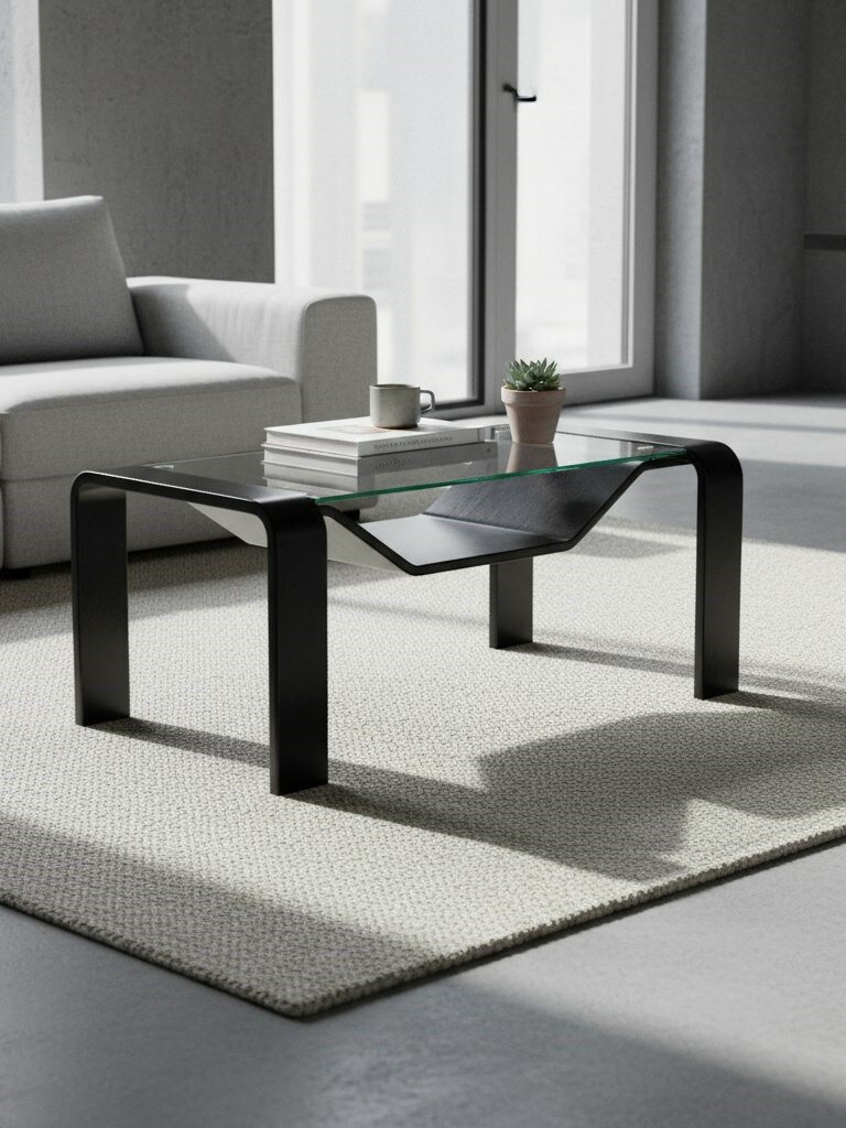 Стол журнальный Мебелик Гурон 1 стекло, цвет черный матовый.