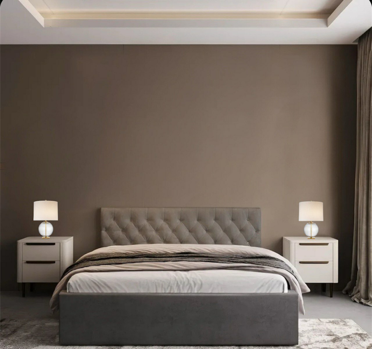 Кровать Афина 180х200 двуспальная с ортопедическим основанием, темно-серая