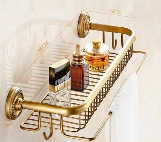Полка для ванной комнаты, латунь, держатель для полотенец