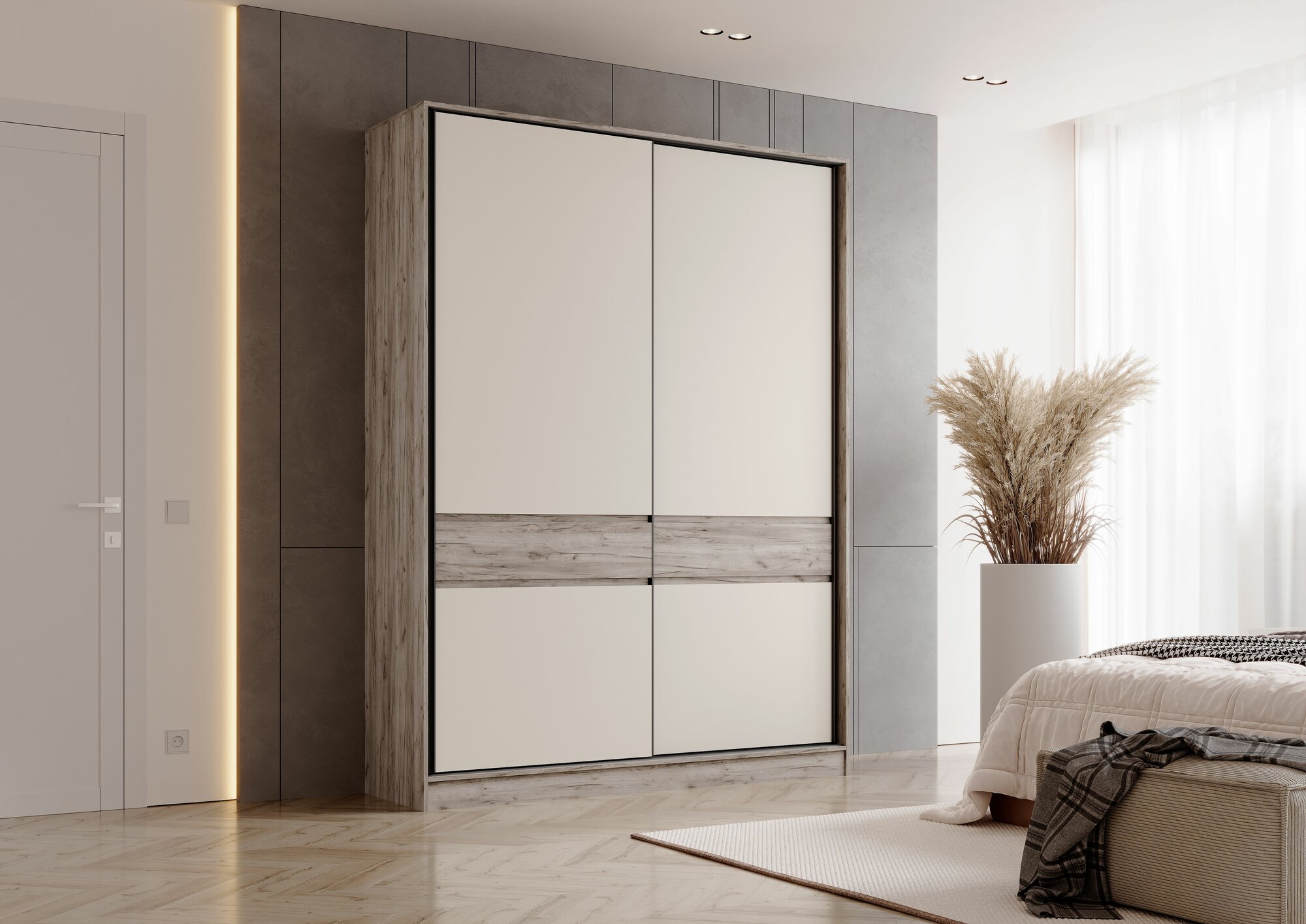 Шкаф-купе Регина 1800х2400х520 (Кашемир/Дуб Крафт серый) МИФ