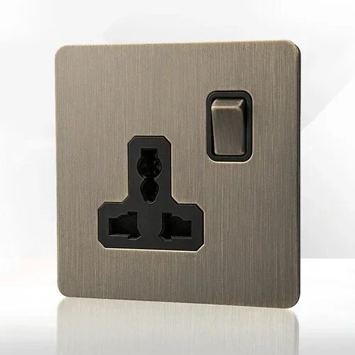 Металлический настенный выключатель и розетка Depo Guye, бронзовый 1Gang Universal 3Pin