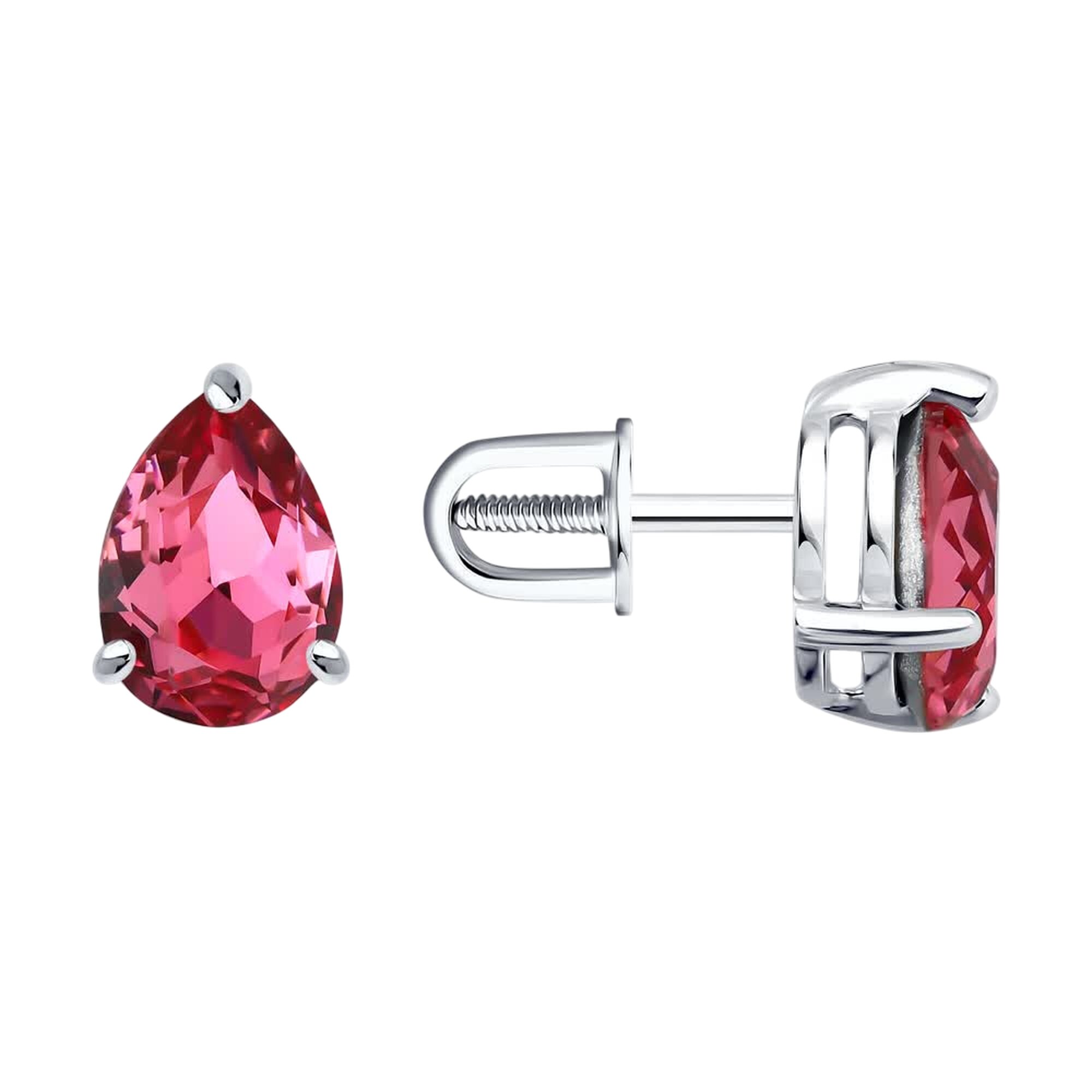 Серьги, серебро, 925 проба, родирование, кристалл