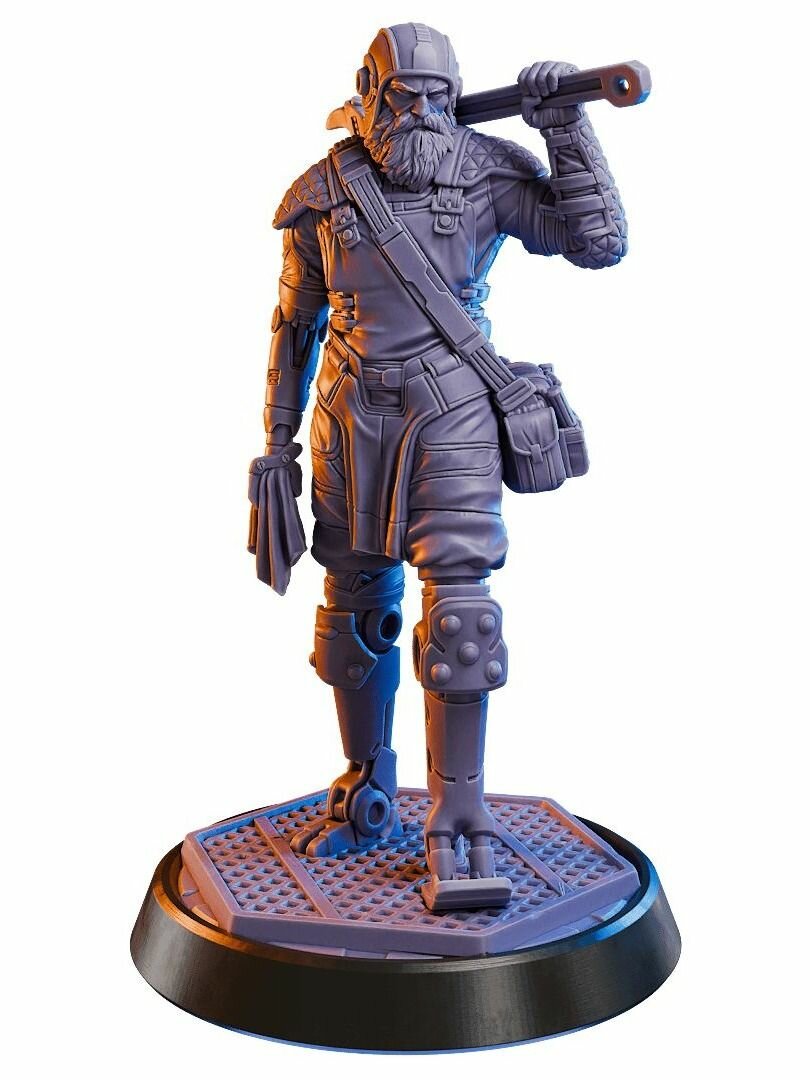 Инженер космического корабля, игровая фигурка для раскрашивания (высота 45мм) Фэнтези Sci-fi миниатюра