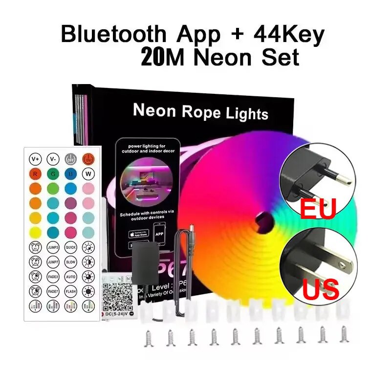 RGB Неоновые LED Ленты LeiiGeeGo 24В для Рождественского Декора 5/10/15/20 20M-65.61Ft, US Plug