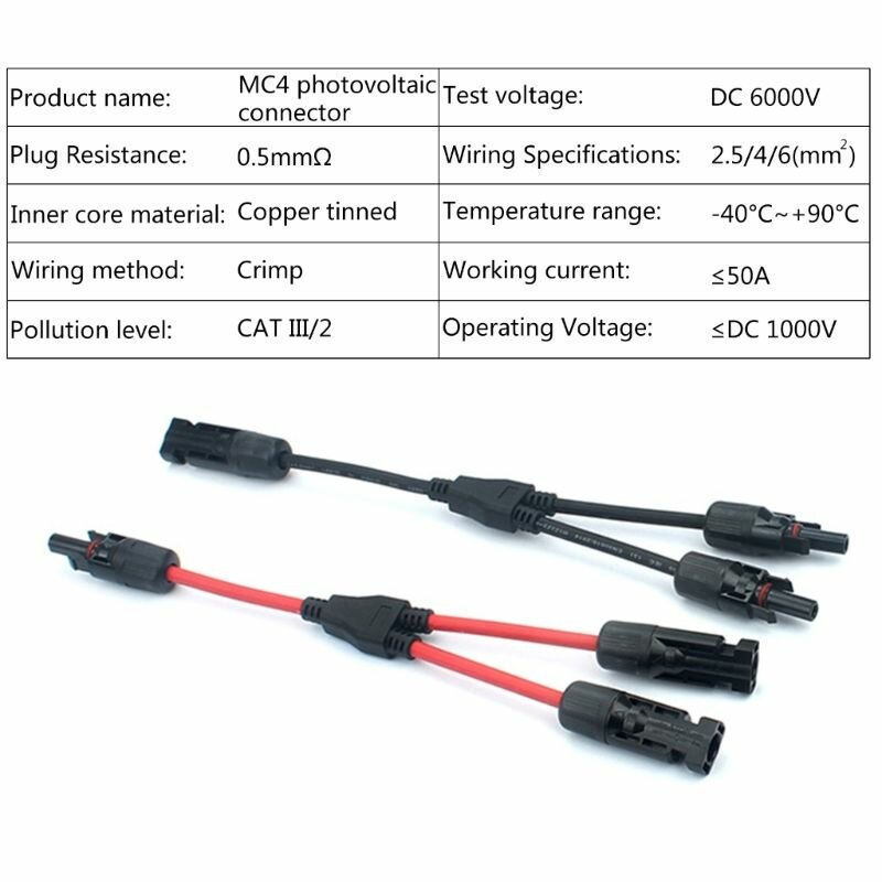 Трехходовой фотоэлектрический разъем типа Y MC4 solar connector
