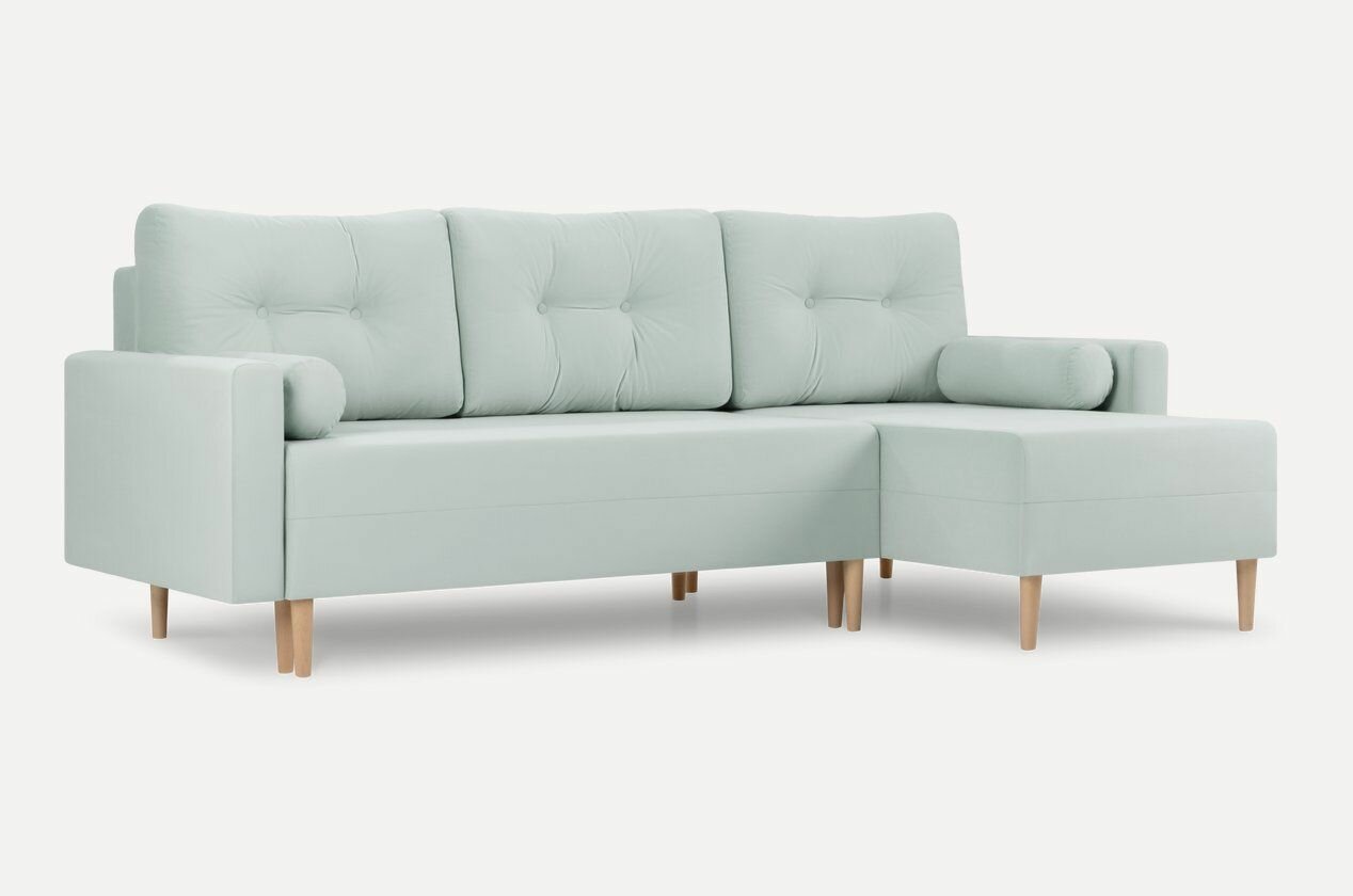 Диван угловой раскладной Divan.ru Нумо Velvet Silver, 216х137х87, спальное место 134х196, велюр, светло-серый