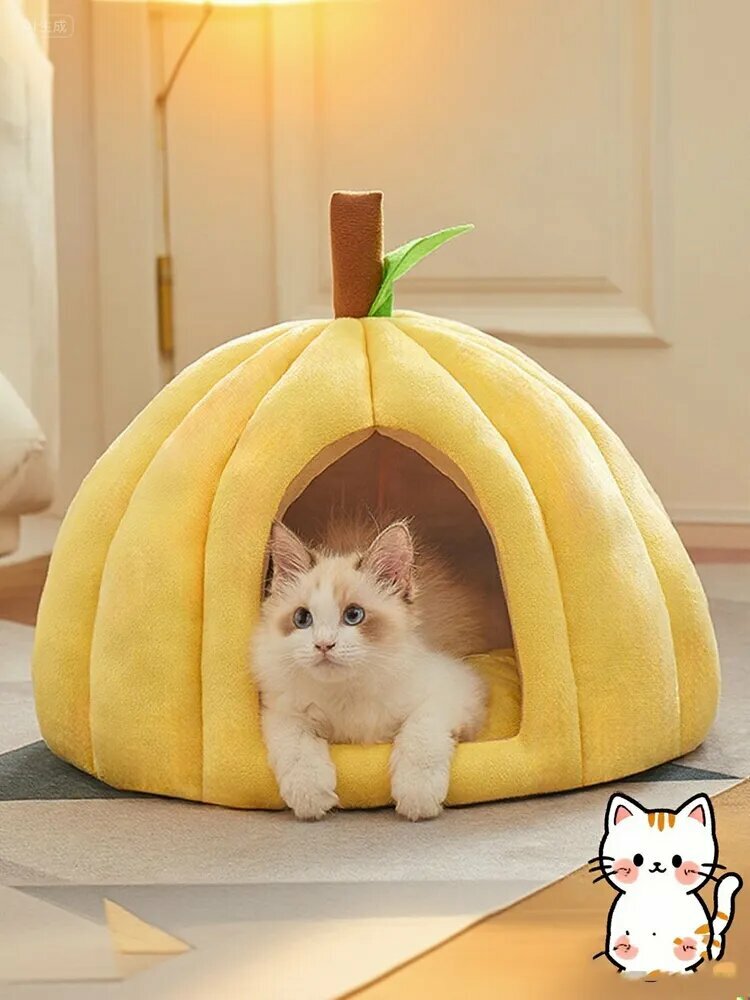 Домик для собаки и кошки, будка для животных мелких пород, желтый S,43*43*36cm, Подходит для веса менее 4 кг