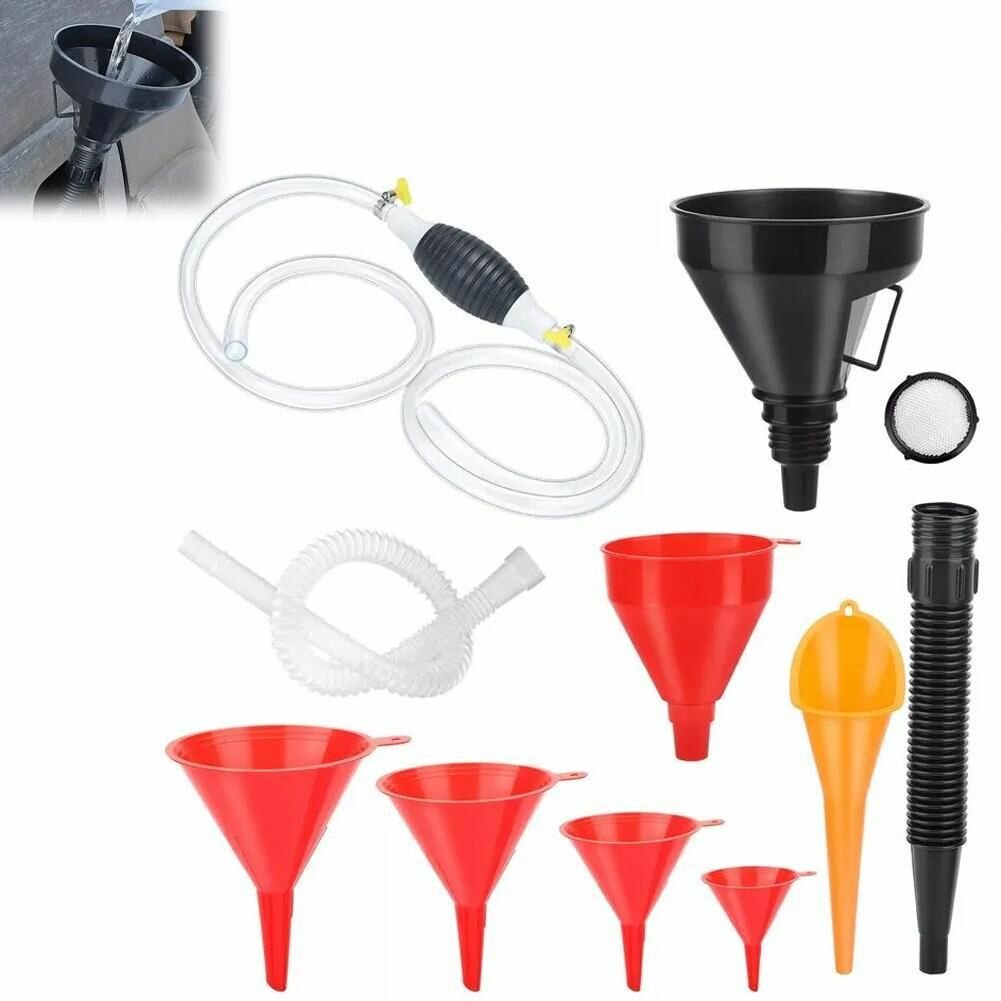 10 шт, набор автомобильных воронок, пластиковые масляные воронки с длинным горлышком, воронка с защелкой, прямоугольные воронки с широким горлышком