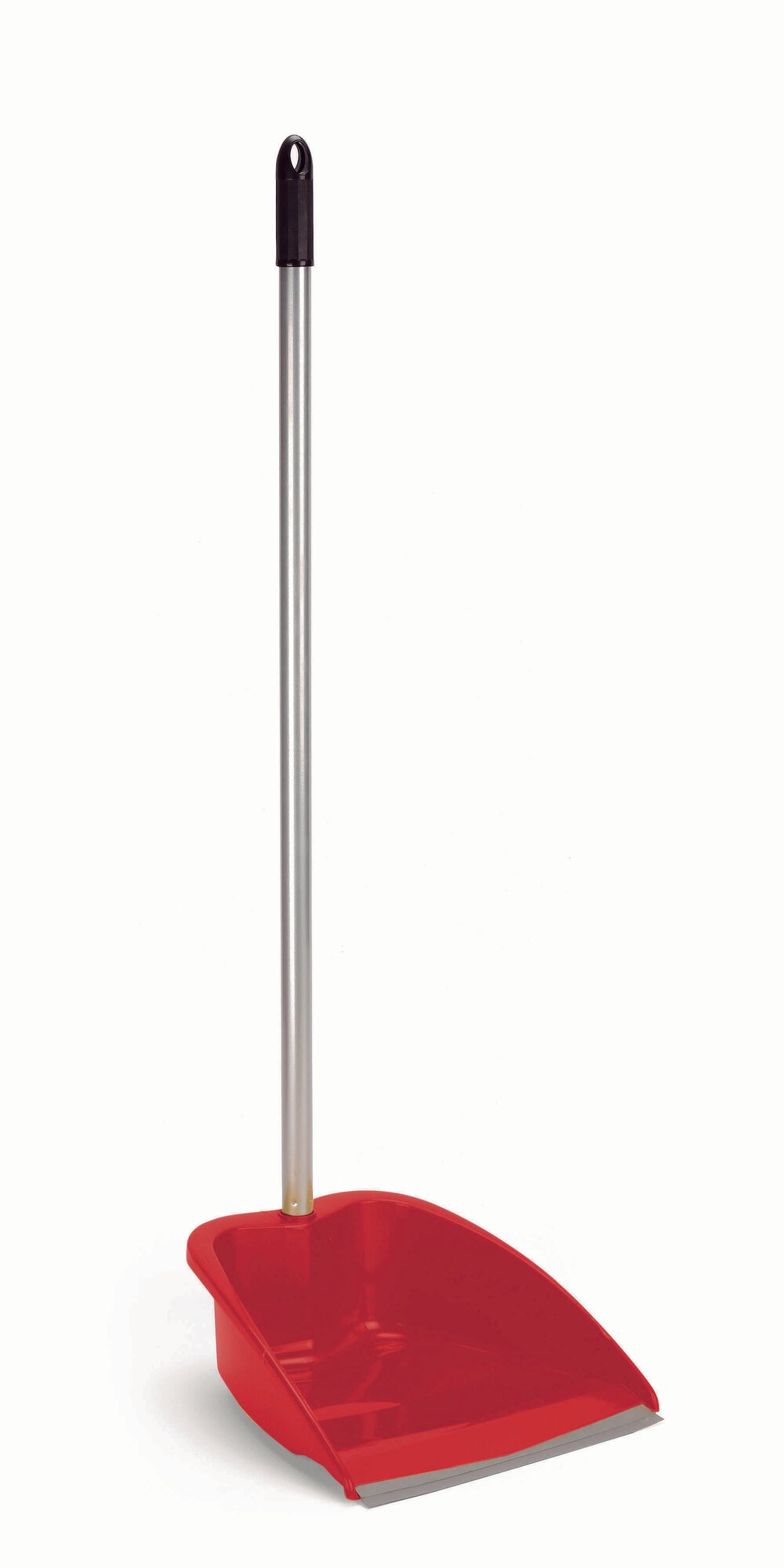 Совок для уборки пластиковый с длинной металлической ручкой Maya , красный