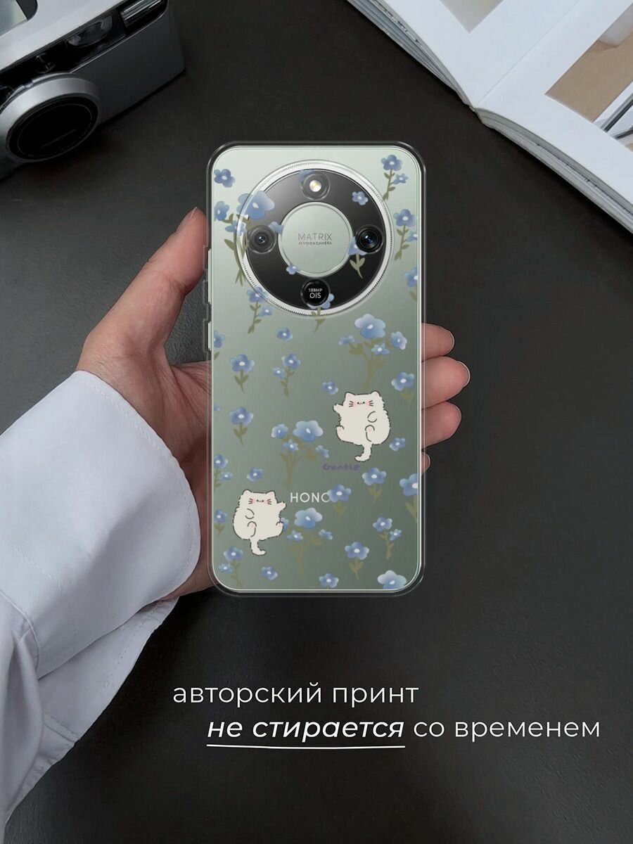 Чехол на Honor X9d / Хонор X9d с принтом Gentle cats, прозрачный — фото 1