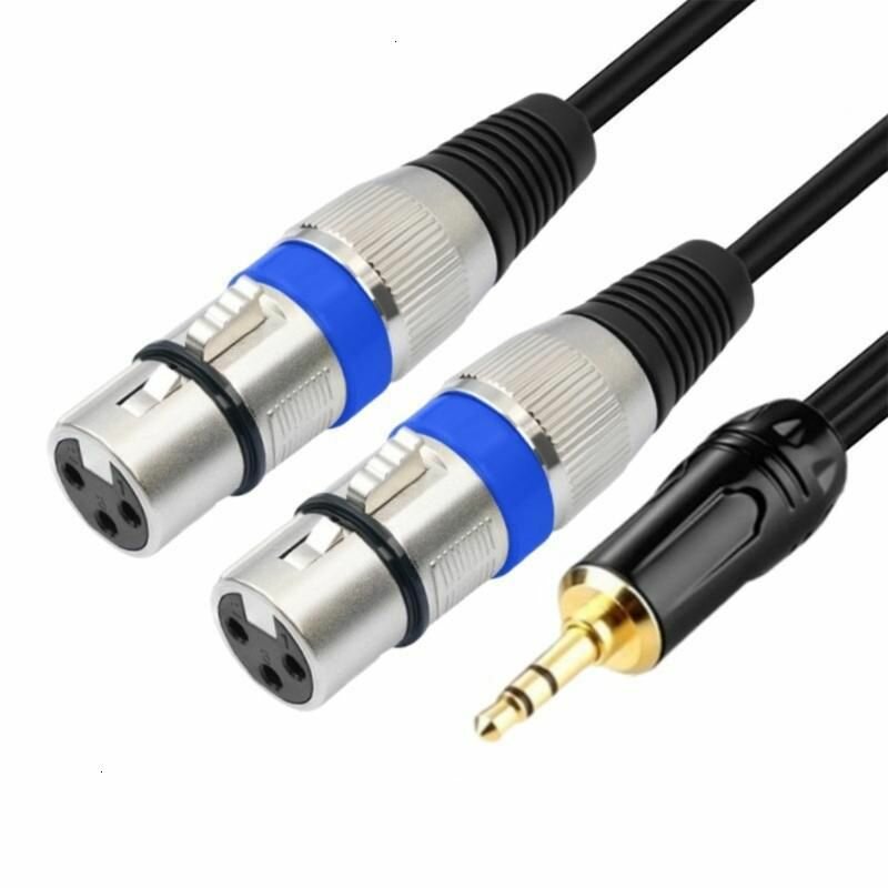 1 аудиокабель черного цвета с двойным разъемом XLR 3,5-turn blue circle, двойной разъем XLR, двойная розетка XLR-1,5 м-двойной