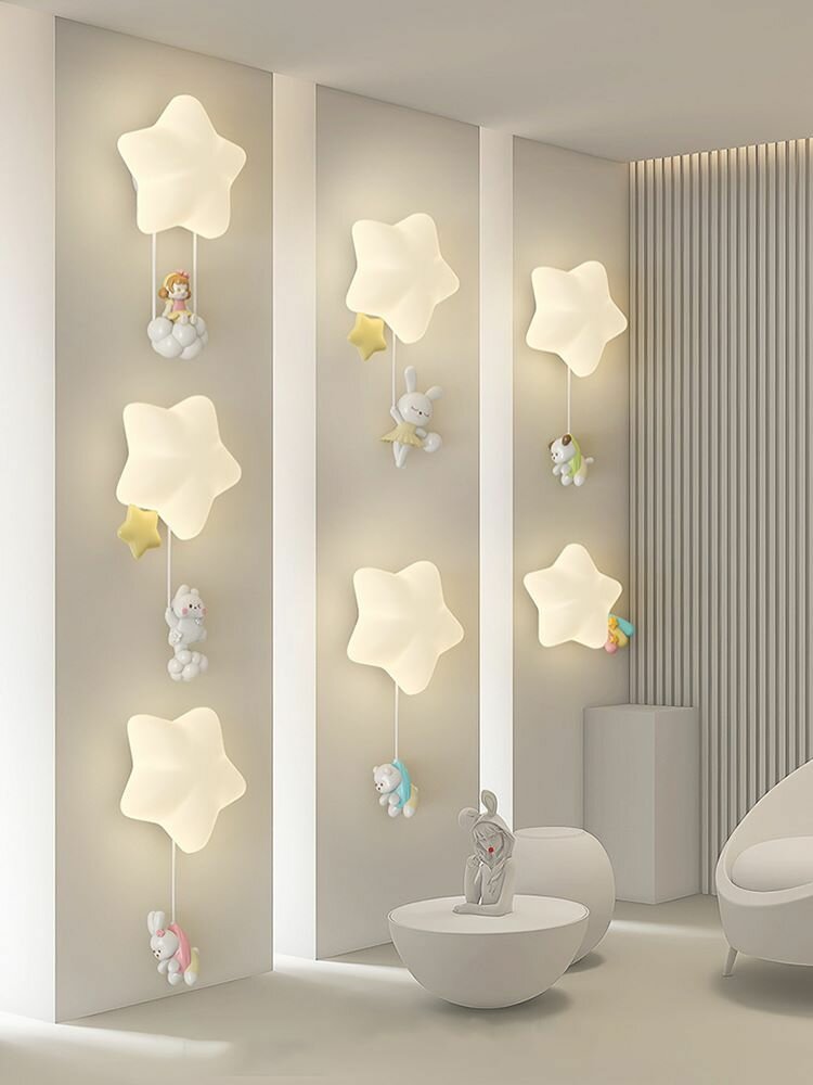 Настенный Светильник В Форме Звезды, Теплый Мультяшный Стиль. Светодиодное Внутреннее Домашнее Украшение Для Защиты Глаз; Подходит Для Спальни, Детской Комнаты, Прикроватных Тумб, Коридора.