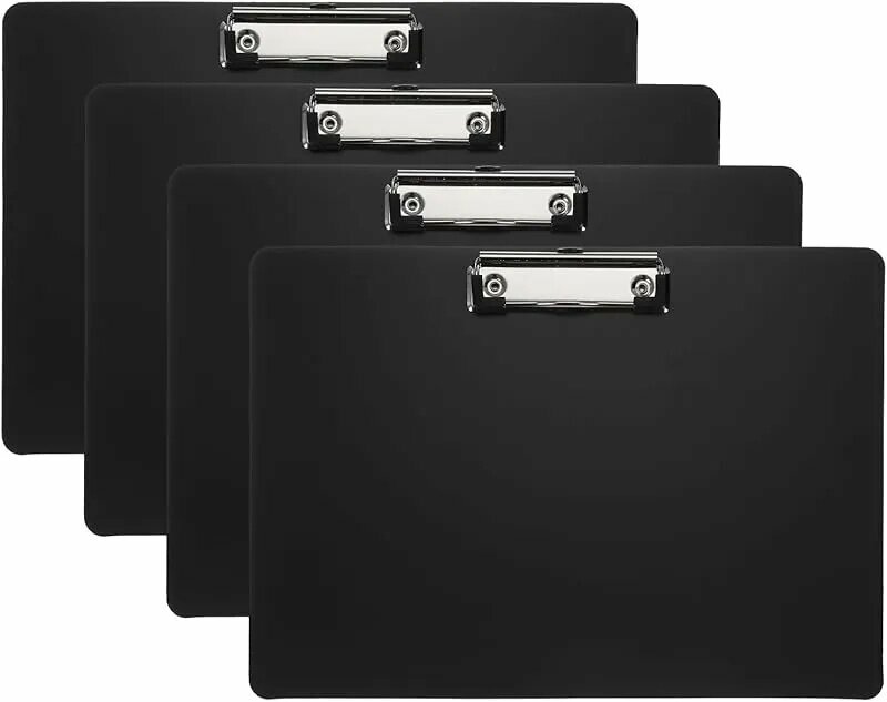 PATIKIL 8.86 x 12.4 дюйма, планшет для заметок, 4 штуки A4, пластиковые планшеты PP, низкопрофильный зажим для офиса, рисования и эскизов, черный