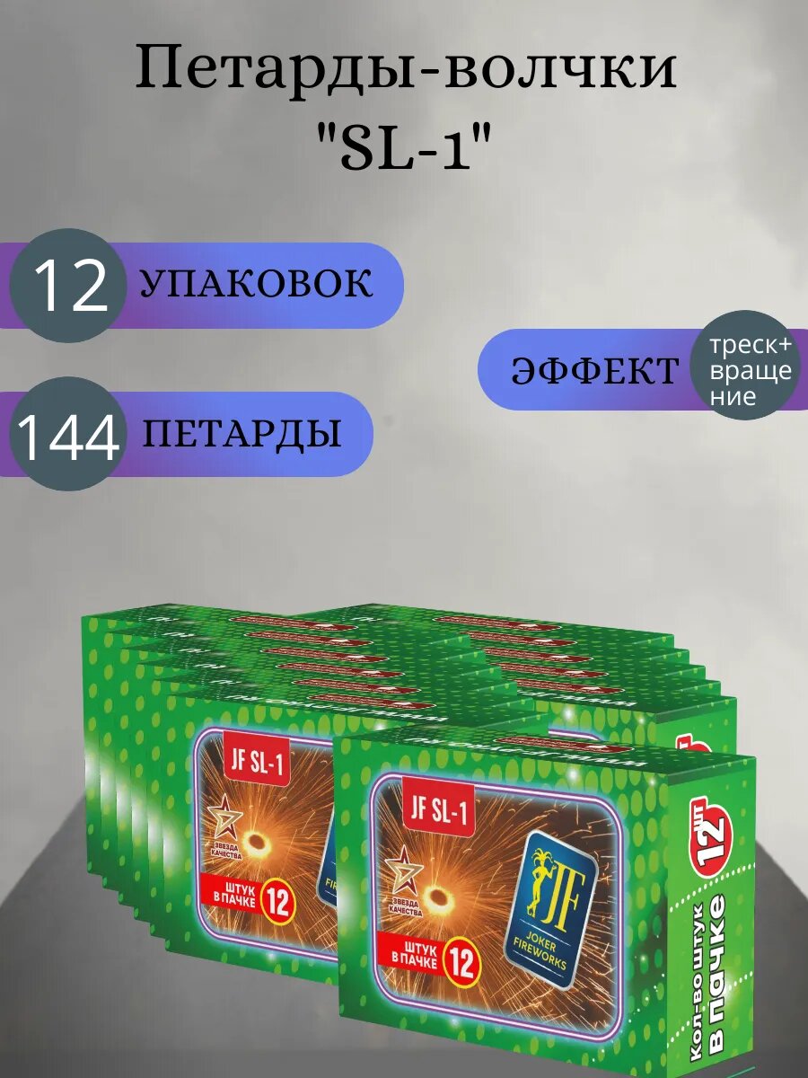 Петарды-волчки SL-1, 144 шт, 12 уп. Joker Fireworks, пиротехника для праздника