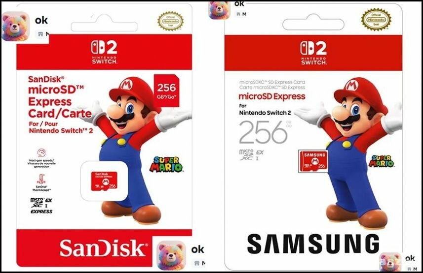 Эксклюзивная карта памяти microSD Express 256 GB SanDisk или Sumsung для Nintendo Switch 2