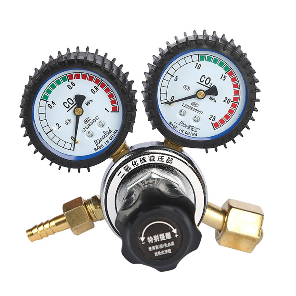 Редуктор давления CO2 из цинкового сплава Редукционные клапаны для манометра CO2 Регулятор CO2 Прозрачный двойной манометрический регулятор с предохранительным клапаном сброса давления