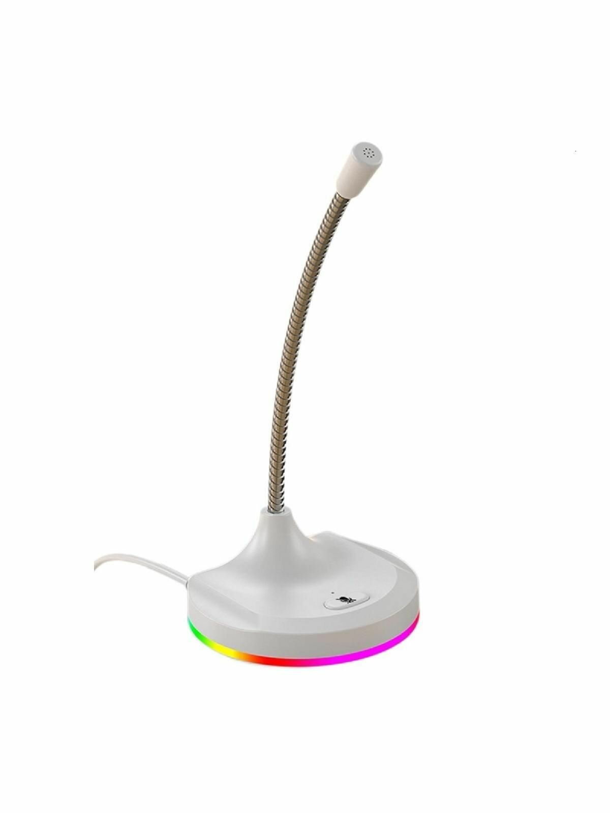 Настольный RGB-микрофон USB с тремя USB-портами, белый
