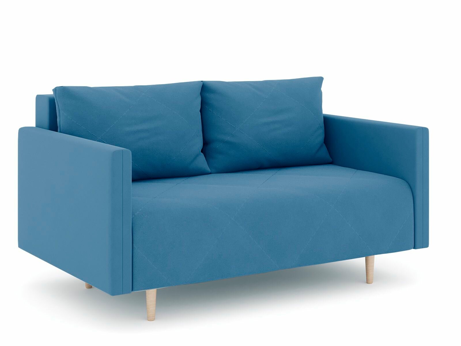 Диван Милли мини 2-х местный с локтями, без механизма трансформации, велюр Зара Океан 45