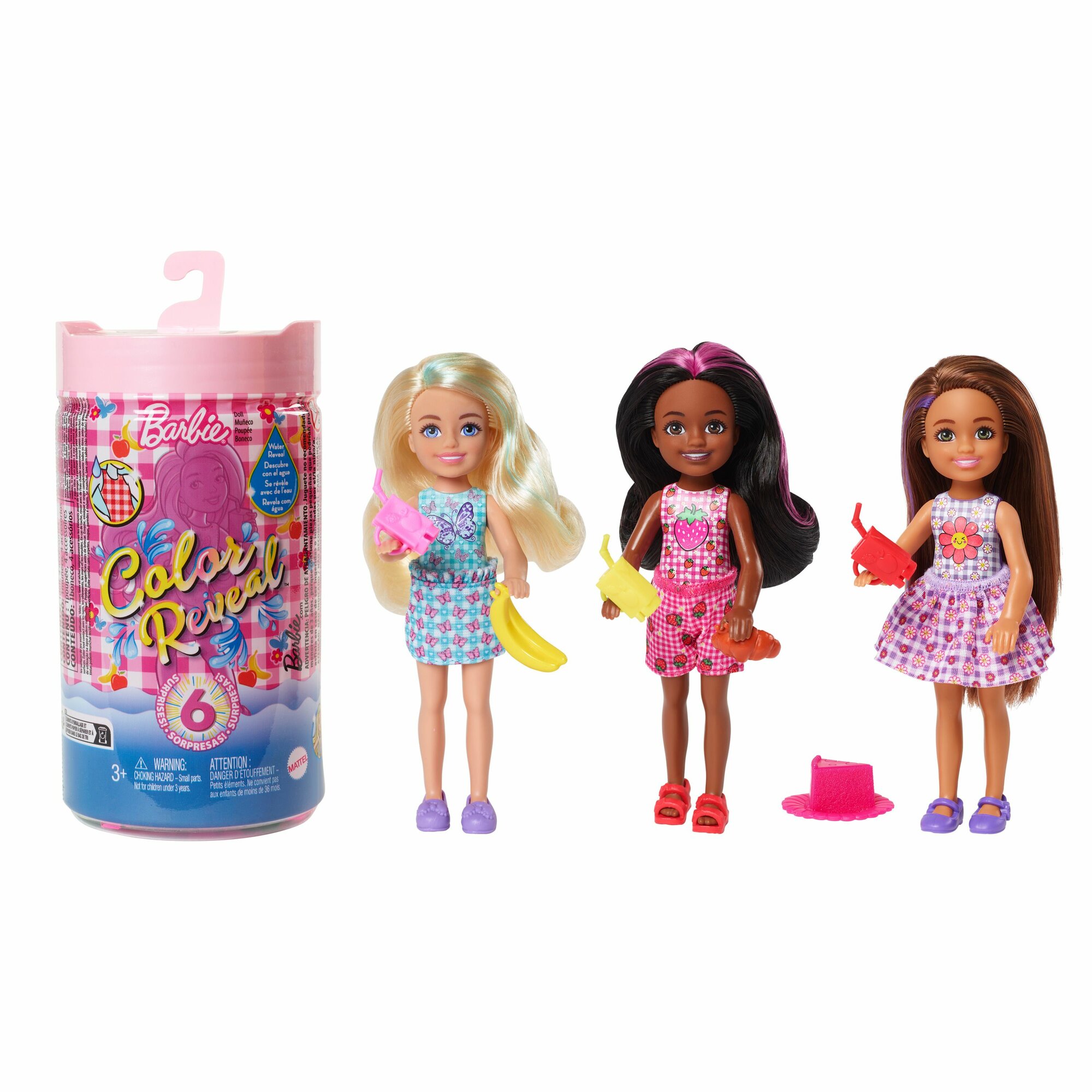 Маленькая кукла Barbie Color Reveal и аксессуары, серия для пикника, 6 сюрпризов, 1 кукла Челси (стили могут различаться)