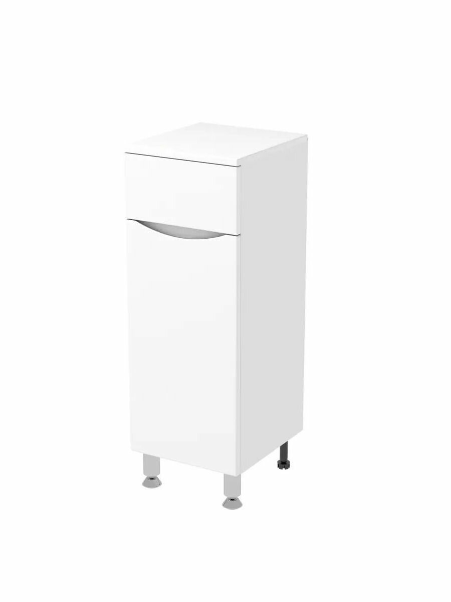 Комод, тумба для ванной комнаты, FAURAplu Анита 30 с полками, левый, белый, глянцевый