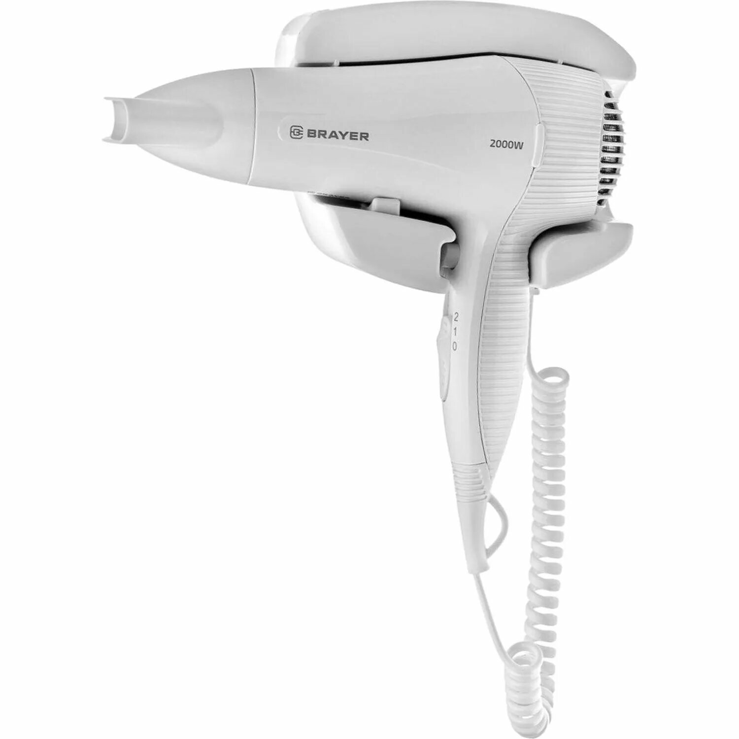 Фен настенный BRAYER, 2000, 2 скор, 2 реж нагрева, концентратор, 1.8 м