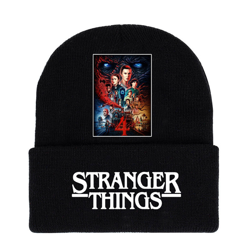 Stranger Things 4 Stranger Things юбилейная вязаная шапка с принтом бархатная шапка эластичная шапка Европейская и американская теплая шапка