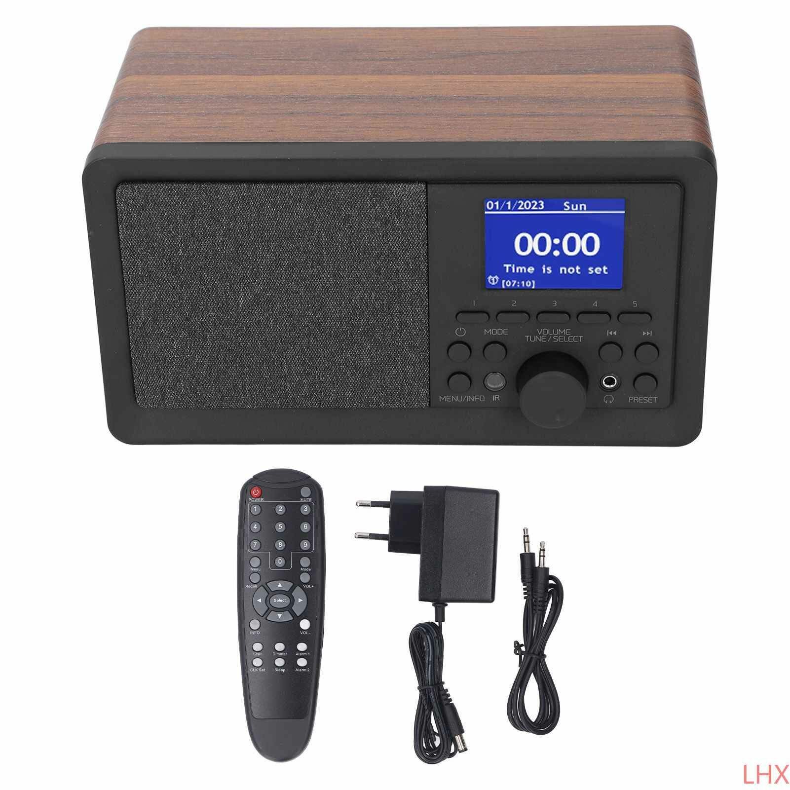 DAB + FM-Радио 2,4-Дюймовый Цветной Дисплей Bluetooth Ретро Деревянное Цифровое Радио с Дистанционным Управлением MP3-Плеер USB AUX Порт 10 Вт Hi-Fi Динамик EU Plug