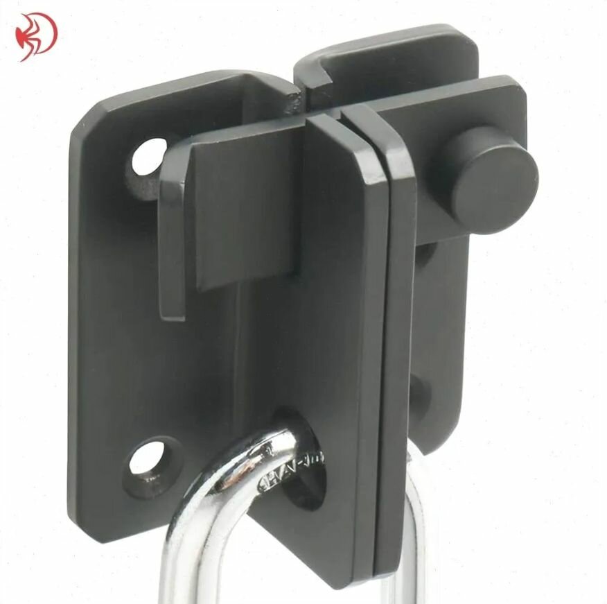 Шпингалет дверной, правый засов с пряжкой из нержавеющей стали, 45 мм, черный