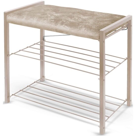 Этажерка для обуви Nika ЭКТ3-60В с мягким сиденьем, латте/бежевый металлик (ЭКТ3-60В/Л)