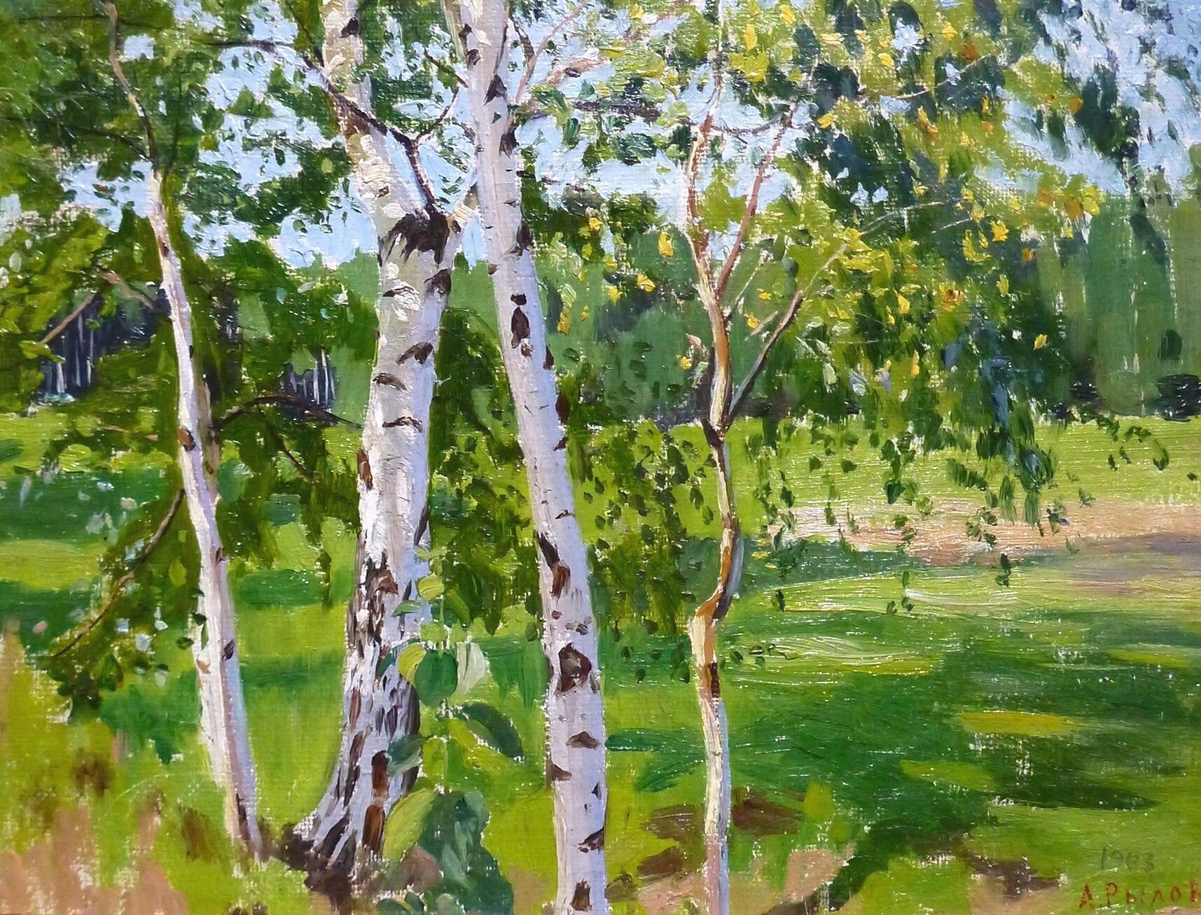 Картина Рылова Аркадия Молодые березки 60х46 см