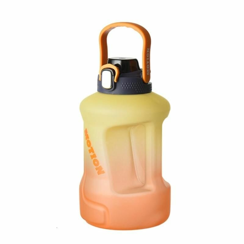 Большая бутылка для воды с широким горлом, герметичная, для активного отдыха, Оранжевый градиент - 1600ML