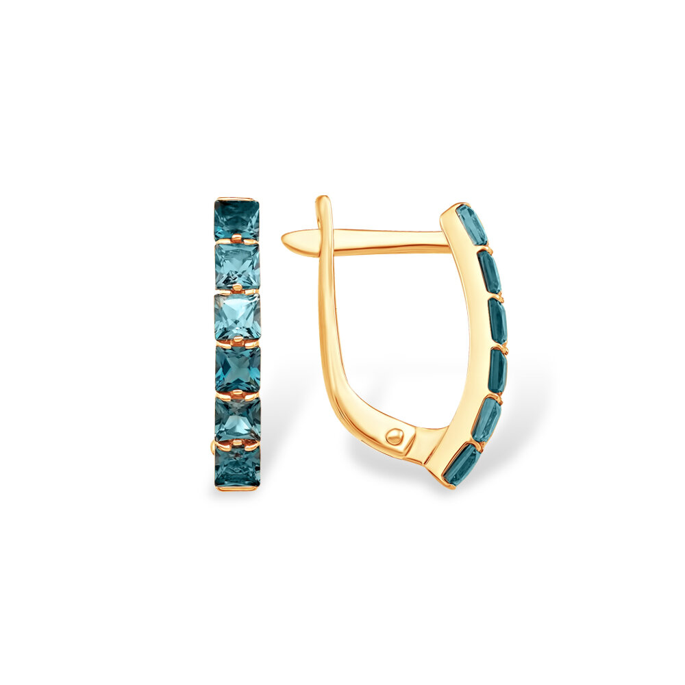 Серьги золото, 585 проба, Лондон топаз