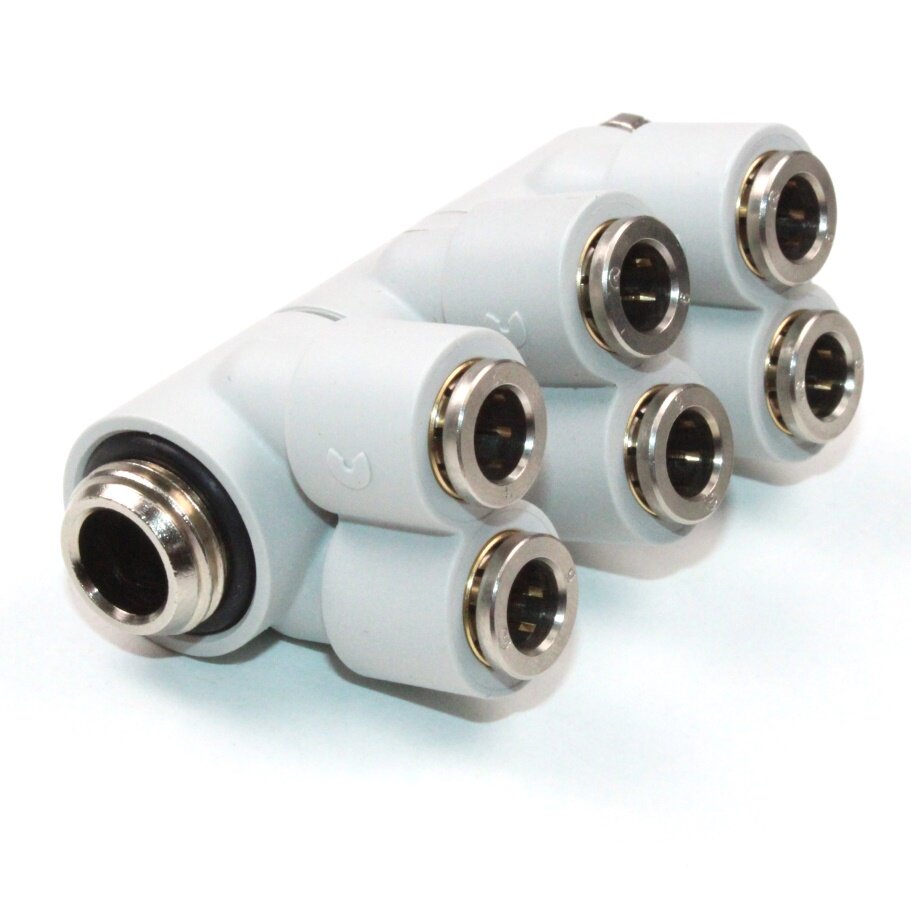 7642 03-6-1/4, Фитинг трехуровневый, Camozzi