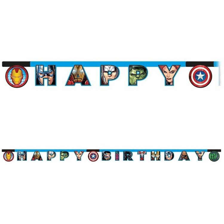 Гирлянда-буквы Happy Birthday, мстители, длина 2.2 м