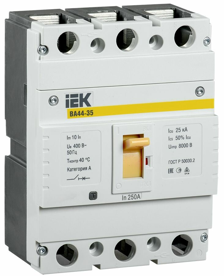 Автоматический выключатель IEK ВА44-35, 3Р, 250 А, 25 кА, винтовое соединение