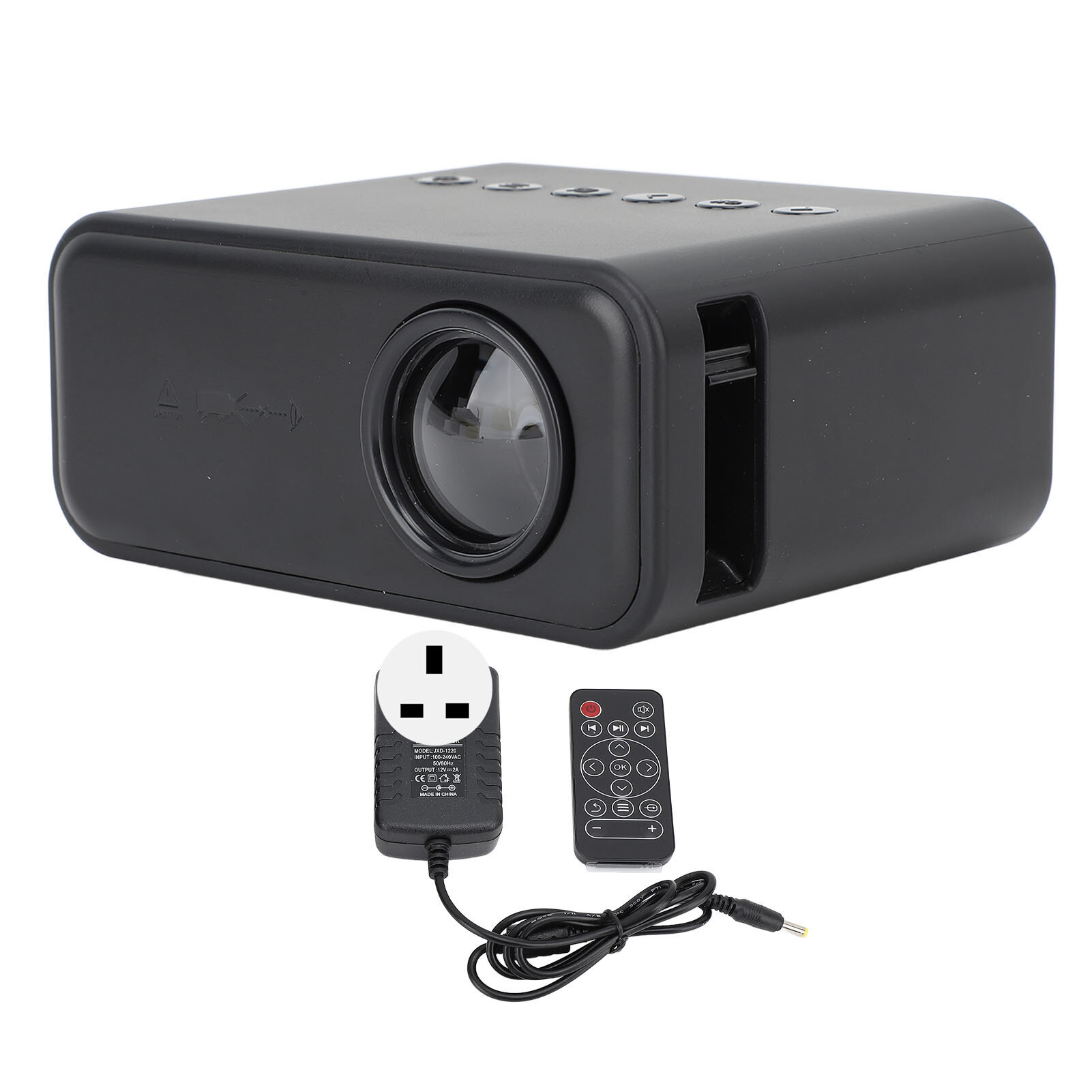 Мини-проектор, многофункциональный, HD 1080p, Wi-Fi, беспроводной, проводной, с пультом дистанционного управления, USB, портативный, для домашнего кинотеатра, 100–240 В, черный, вилка для Великобритании.