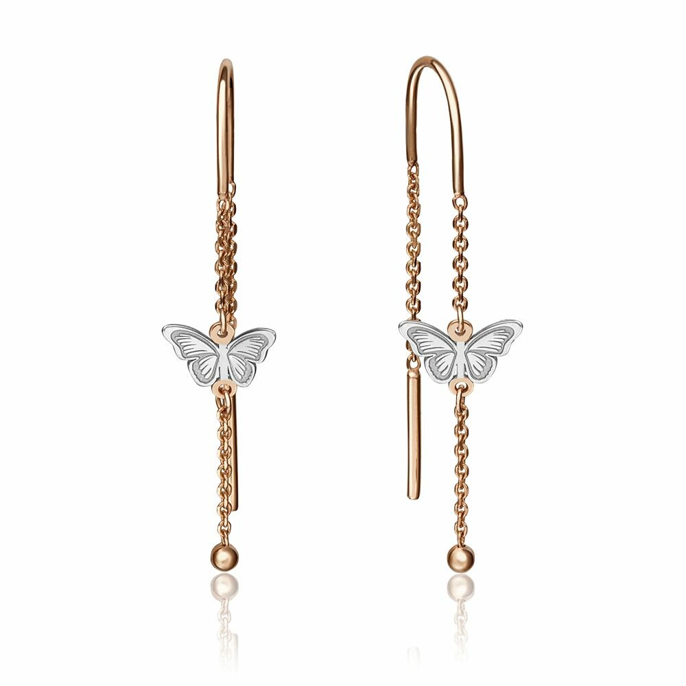 Серьги, красное золото, 585 проба