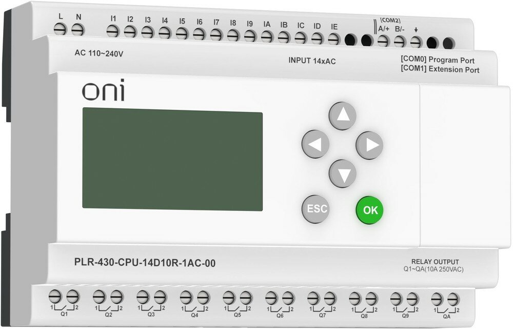 Модуль ЦПУ ПЛК 430 14 DI 10 RO 220В AC с экраном ONI