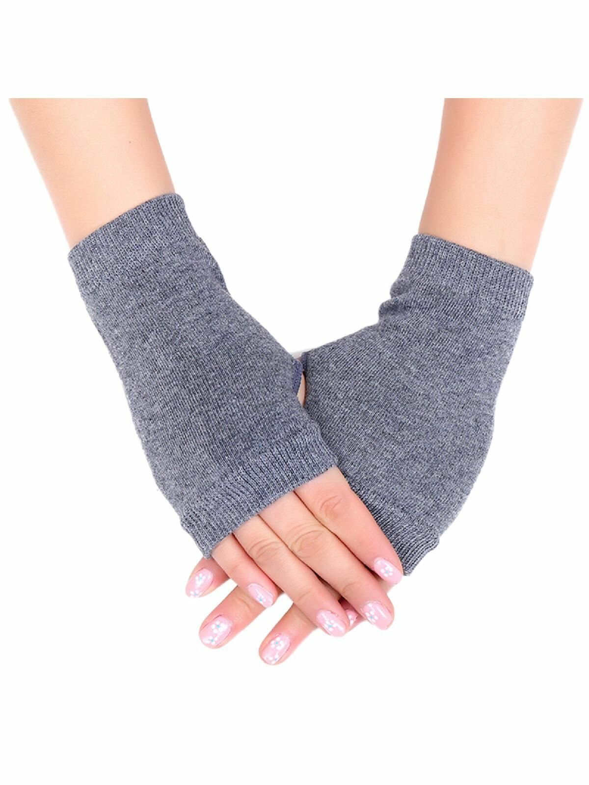 Зимние беговые перчатки унисекс с открытыми пальцами, Серый