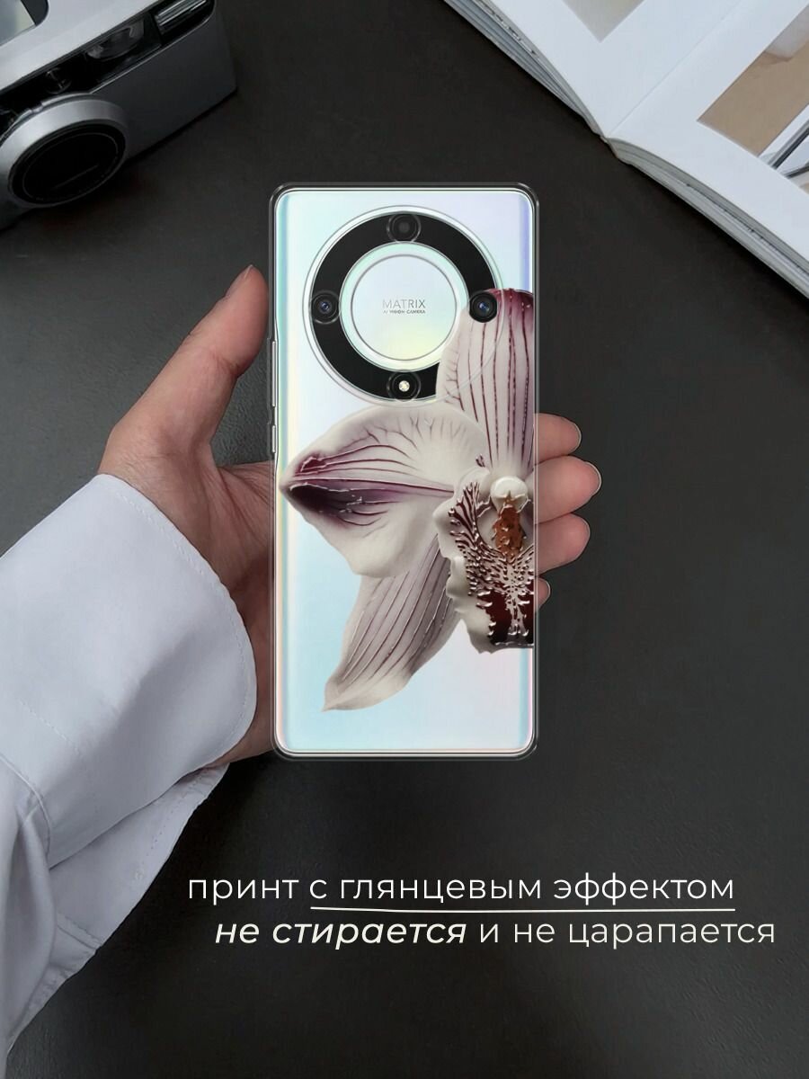 Силиконовый чехол на Honor X9A / Хонор X9A с принтом Белая орхидея — фото 1