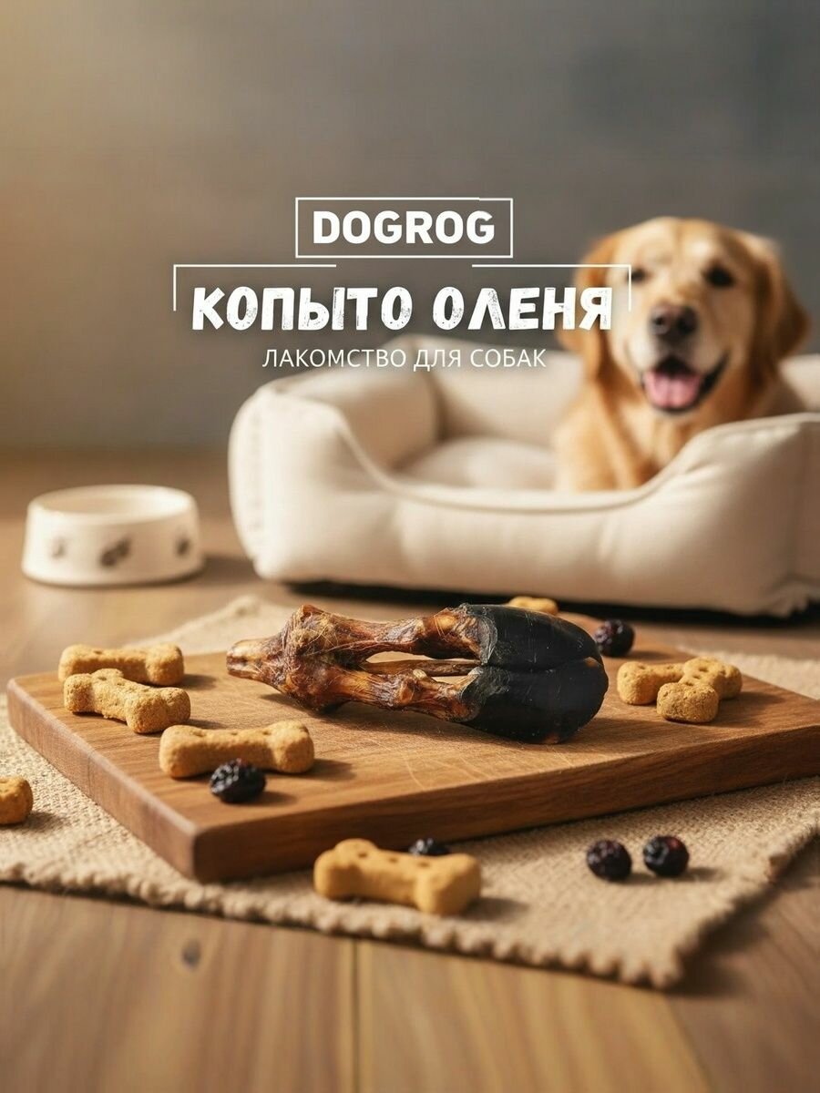 Копыто вяленое северного оленя, натуральное лакомство для собак, DOGROG, 1 шт. (15 см)