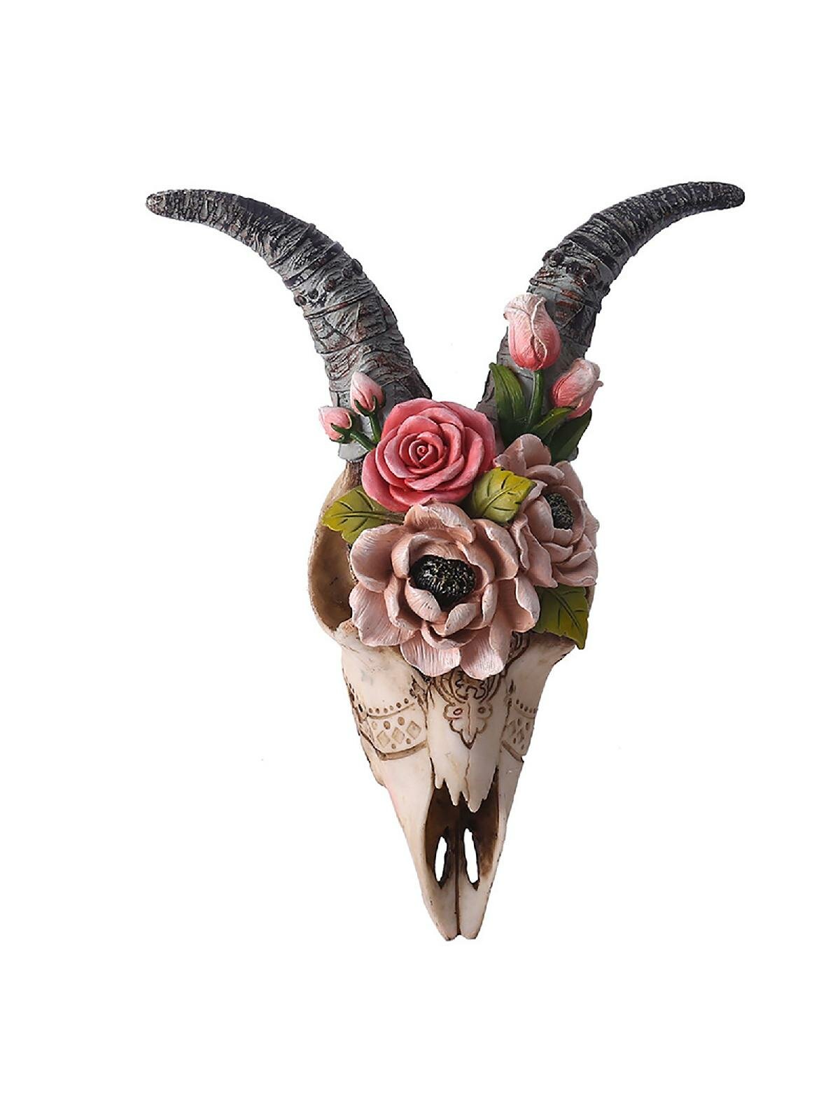 Моделирование цветок голова овцы настенное украшение из смолы череп животного фон стены декоративное искусство